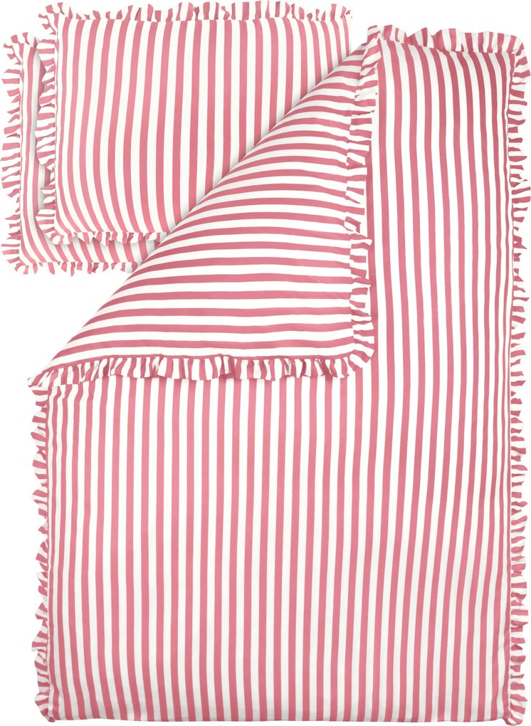 Livarno® Ložní povlečení z mikrovláknitého saténu, 240 x 220 cm, 70 x 90 cm (pruhy / světle růžová)