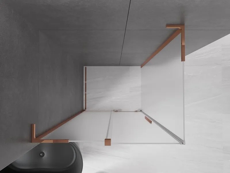 Mexen Velar L, sprchový kout s posuvnými dveřmi 120 x 100 cm, 8mm sklo námraza, růžové zlato, 871-120-100-33-60