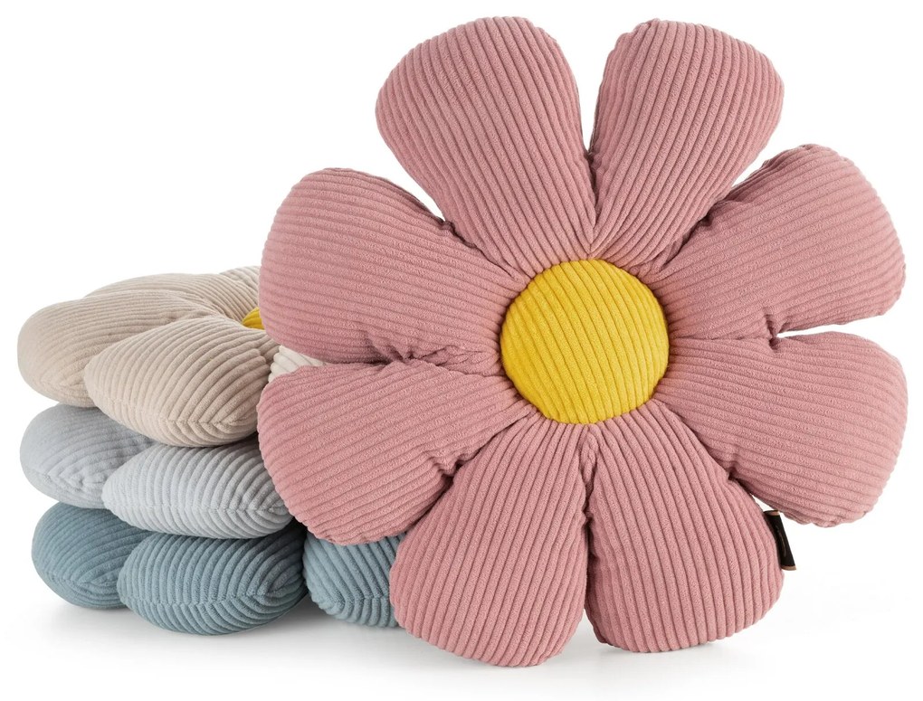DĚTSKÝ DEKORAČNÍ POLŠTÁŘ FLOWER40 (FI) 37 CM STŘÍBRNÁ