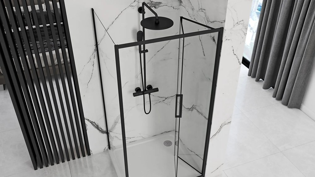 Rea Rapid Fold, sprchový kout se skládacími dveřmi 90x100cm, čiré sklo, černý profil, KPL-09903