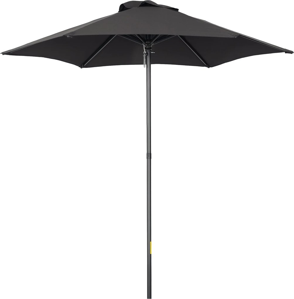 Deštník Outsunny Ø196 cm, hexagonální balkonový deštník, plážový deštník, odolný vůči větru, stabilní tržní deštník, s kličkou, sluneční ochrana pro p