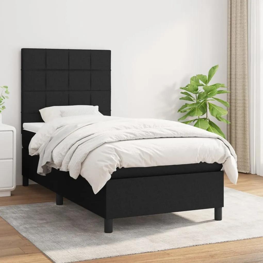vidaXL Box spring postel s matrací 90x200 cm textil [3141748] Barva: Černá
