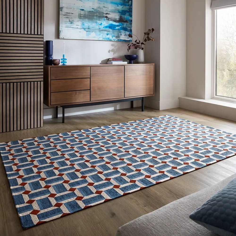 Modrý koberec 120x170 cm Lennox Geometric – Flair Rugs