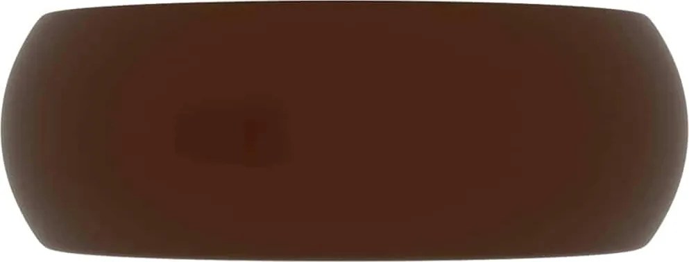 Luxusní umyvadlo kulaté matné tmavě hnědé 40 x 15 cm keramické 147006