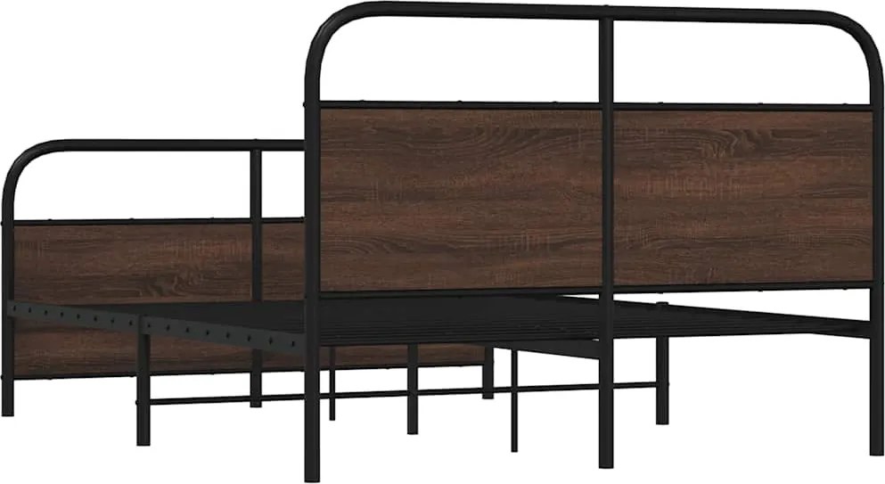Kovový rám postele bez matrace hnědý dub 137x190 cm 3318660