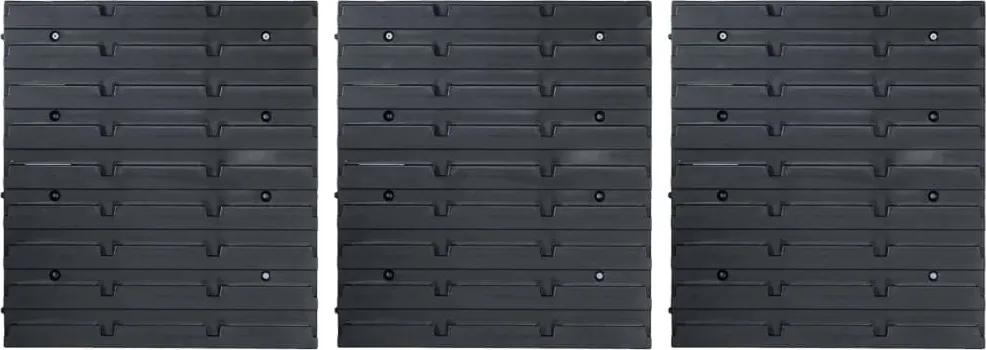 vidaXL 48dílná sada skladovacích zásobníků nástěnné panely modročerná [150805]
