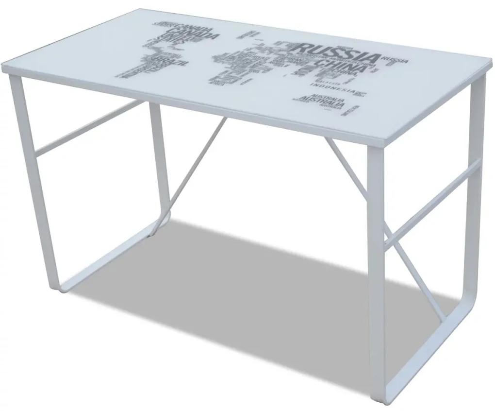 Obdélníkový psací stůl se vzorem mapy | bílý