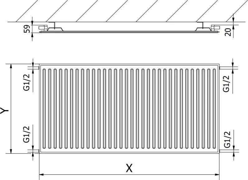 Mexen CH10 Hygienický deskový radiátor 300 x 400 mm, boční připojení, 132 W, bílý - W410H-030-040-00
