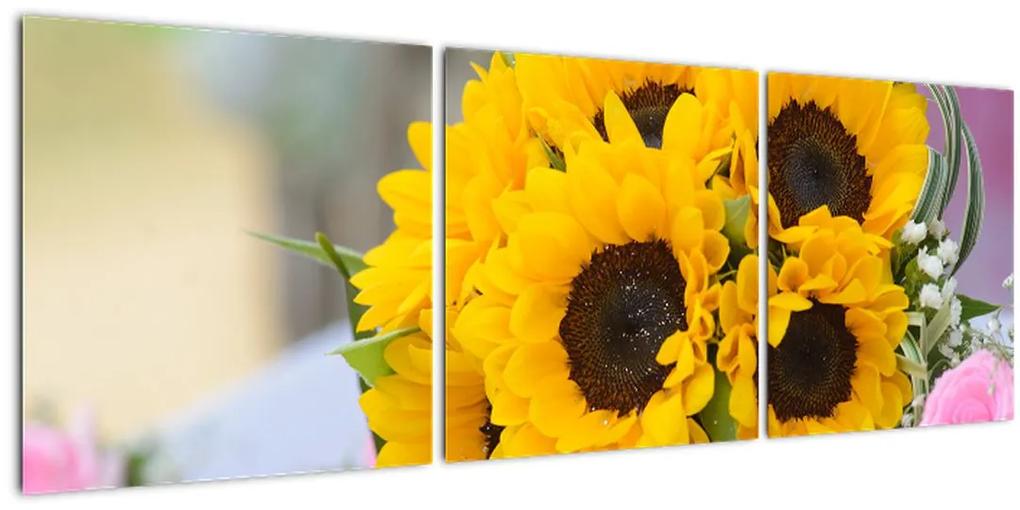 Obraz svatební kytice ze slunečnic (120x40 cm), 40 dalších rozměrů