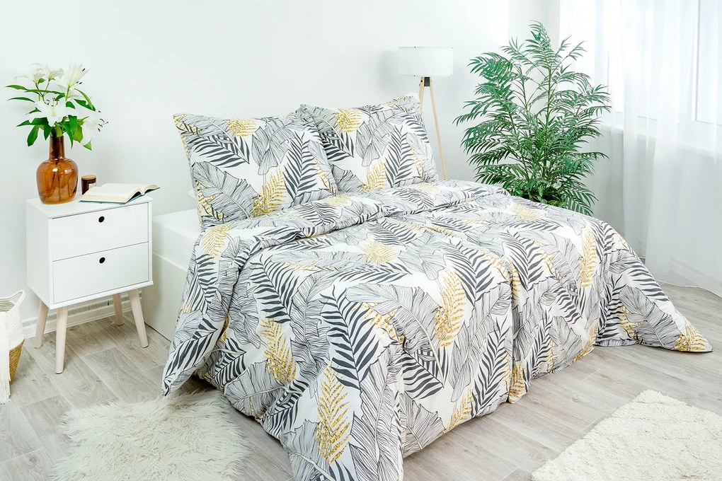 Stanex Ložní povlečení bavlněné Irina žlutá (LS261) rozměr: 140 x 200 + 90 x 70, Zapínání: Zip