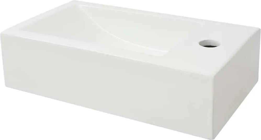 Umyvadlo otvor na baterii obdélníkové keramické bílé 46x25,5x12cm 142343