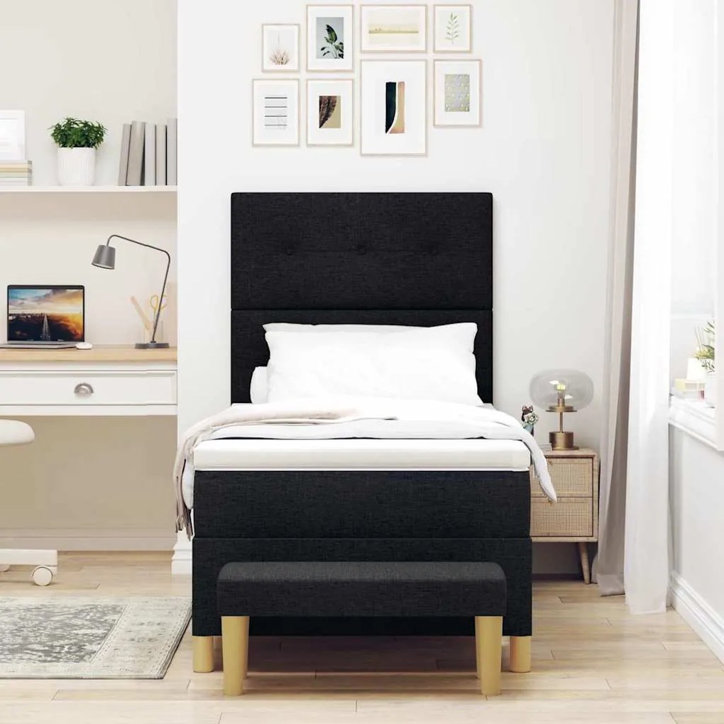 Postel s boxspringem s čelo Černá 200 x 80 cm textil 3344256