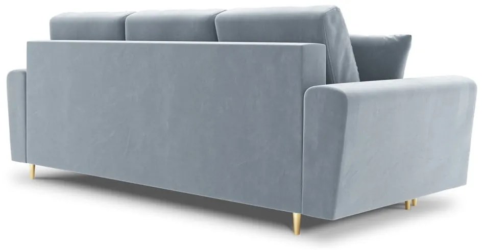 Světle modrá sametová rozkládací/s úložným prostorem pohovka 235 cm Kyoto – Cosmopolitan Design