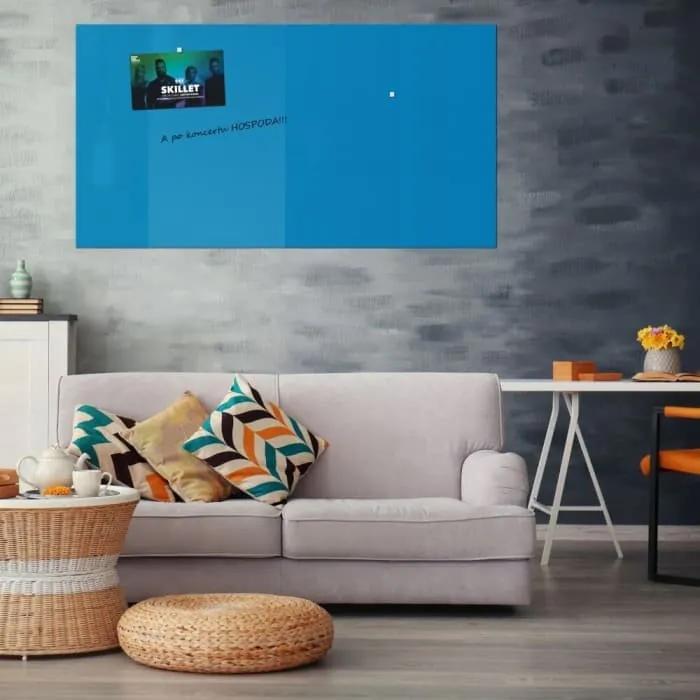 Modrá coelinová firemní skleněná magnetická tabule Smatab® - 48 × 48 cm