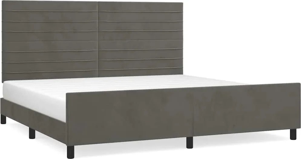 Rám postele bez matrace tmavě šedý 200 x 200 cm samet 3125837