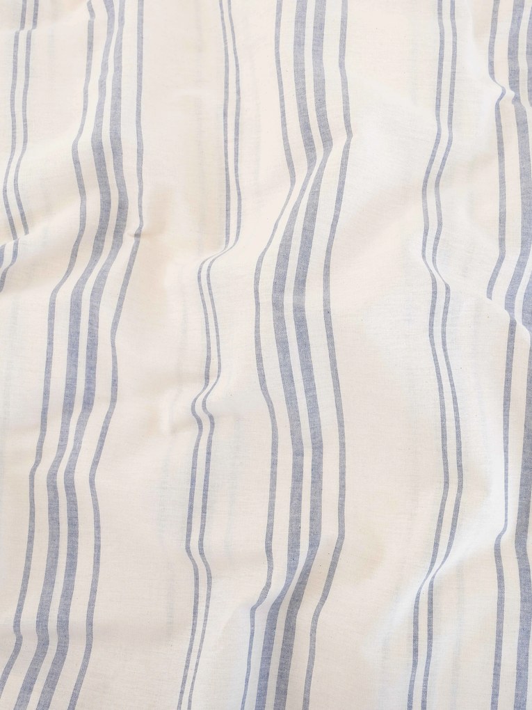 MK Lůžkoviny Francouzské bavlněné povlečení Natural - Proužky modré 220 × 200 cm, 2ks 70 x 90 cm
