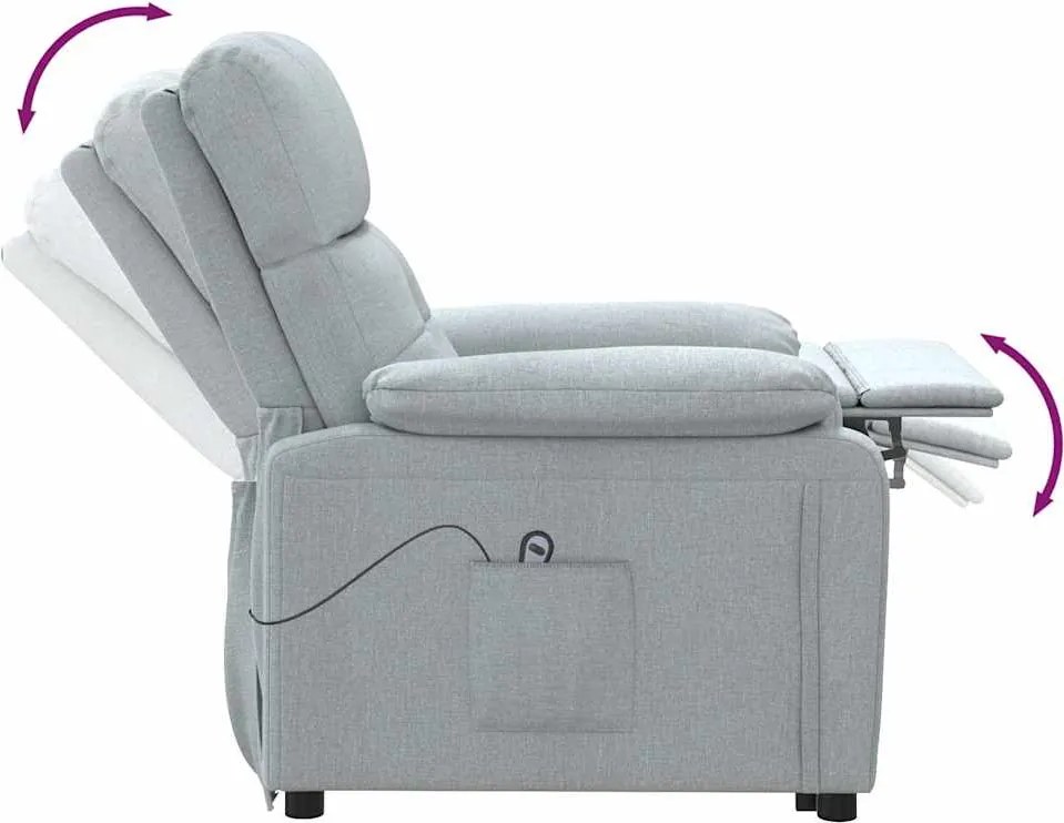 Elektrické polohovací křeslo světle šedé textil 3073802