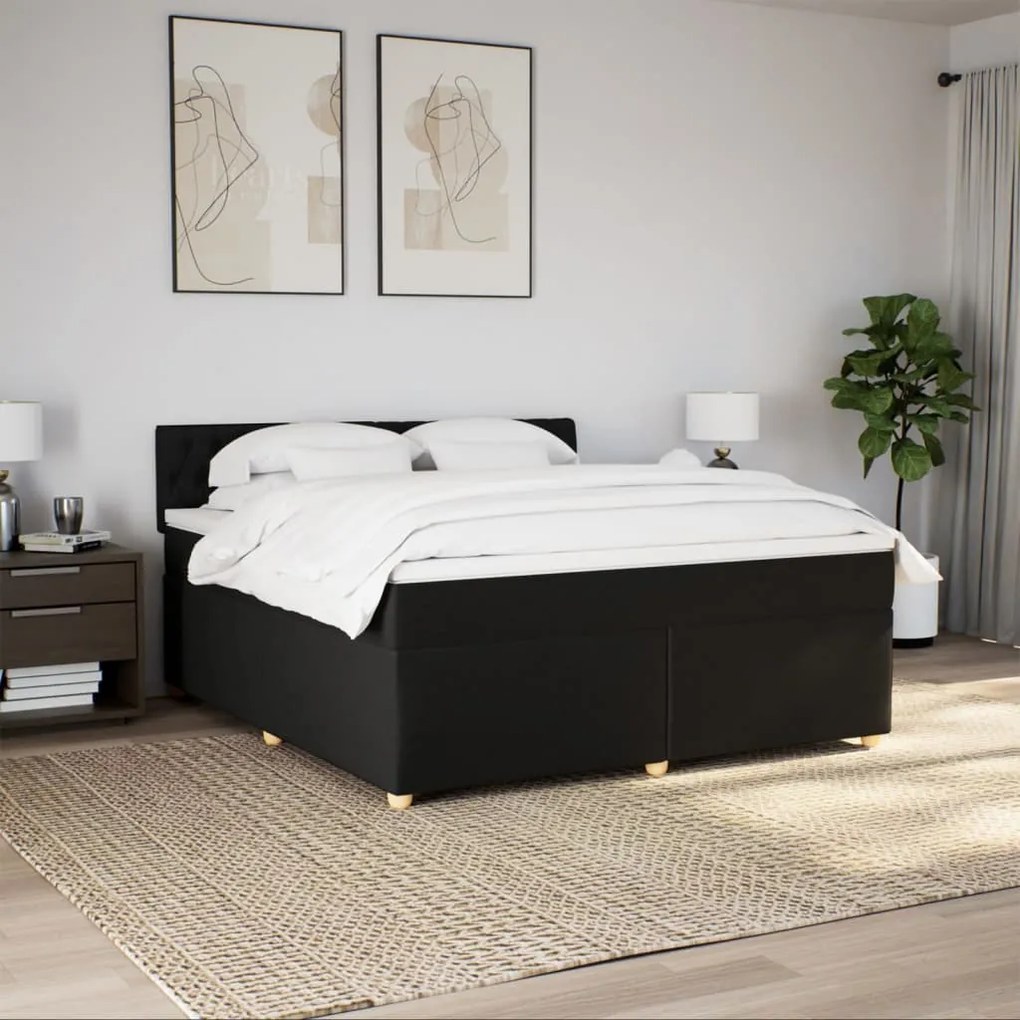 Box spring postel s matrací černá 180x200 cm textil 3289068