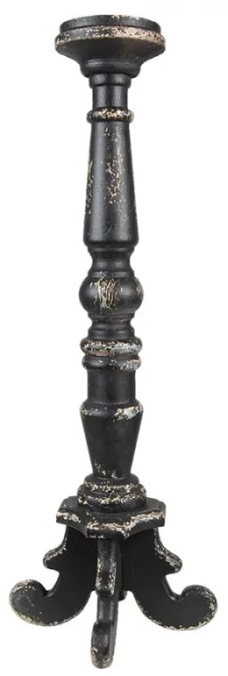 Černý antik dřevěný svícen – 23x65 cm