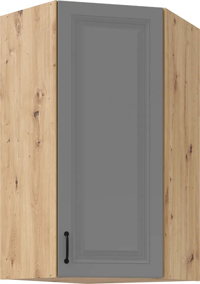 STILO ad | horní skříňka 60x60 GN-108 1F (45°) rohová s policemi | EXTRA VYSOKÁ | UNI dvířka | artisan/šedá