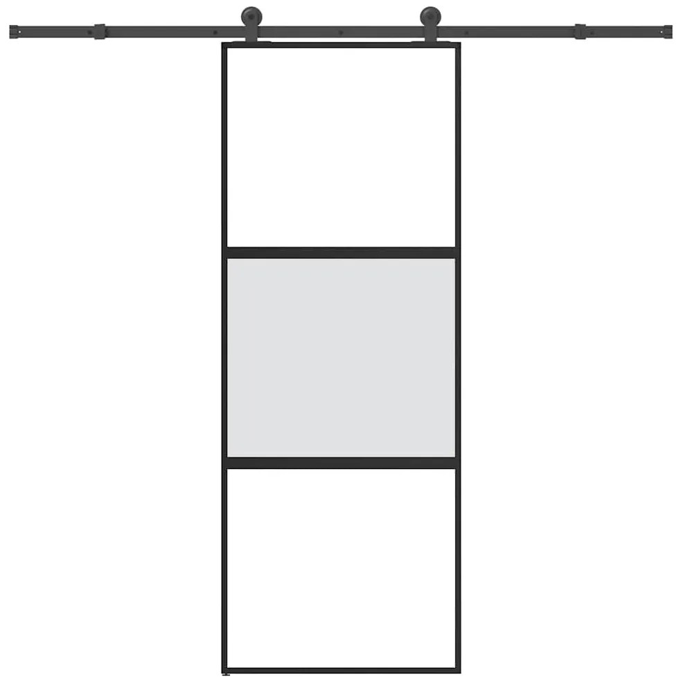 Posuvné dveře s kováním 76x205 cm tvrzeného sklo a hliník 3332950