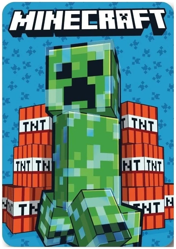 Fleecová deka Minecraft - motiv Creeper & TNT - 100x140 cm