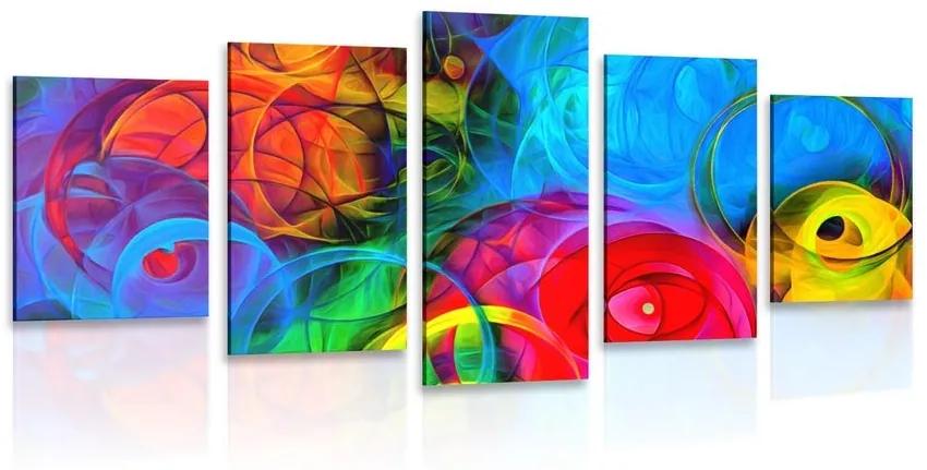 5-dílný obraz abstrakce plná barev - 200x100 cm