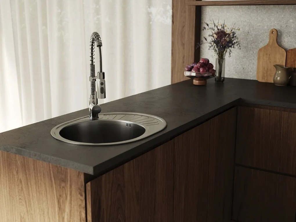 Kuchinox Normal, 1-komorový nerezový dřez 570x450x180 mm s odkapávačem, hladký dekor, ocelová, LAV-SGN_083T