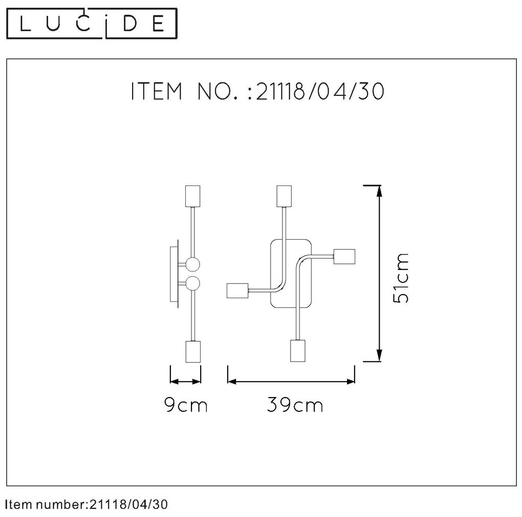 LUCIDE SPIDER Black 4xE27