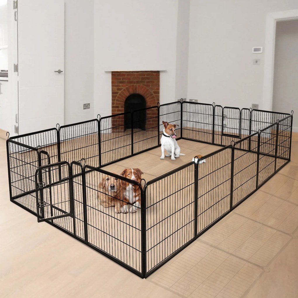 Costway 8dílná ohrádka pro štěně Puppy Fence Skládací Animal Metal, černý