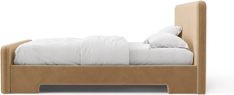 Světle hnědá čalouněná dvoulůžková postel s roštem 180x200 cm Eda – Micadoni