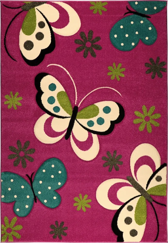 Jutex Kusový koberec dětský Marvelous 772-017 růžová-fuchsia motýlci 080x150 cm