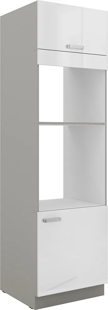 BIANCA sb | vysoká skříňka 60 DPM-210 2F na vestavnou troubu a mikrovlnku | 60 cm | světle šedá/bílá lesk