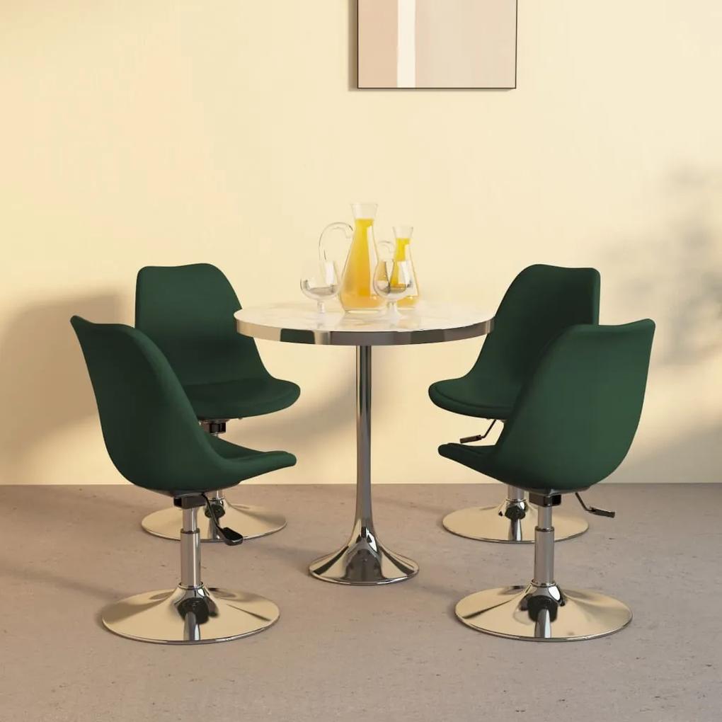 vidaXL Otočné jídelní židle 4 ks tmavě zelené textil