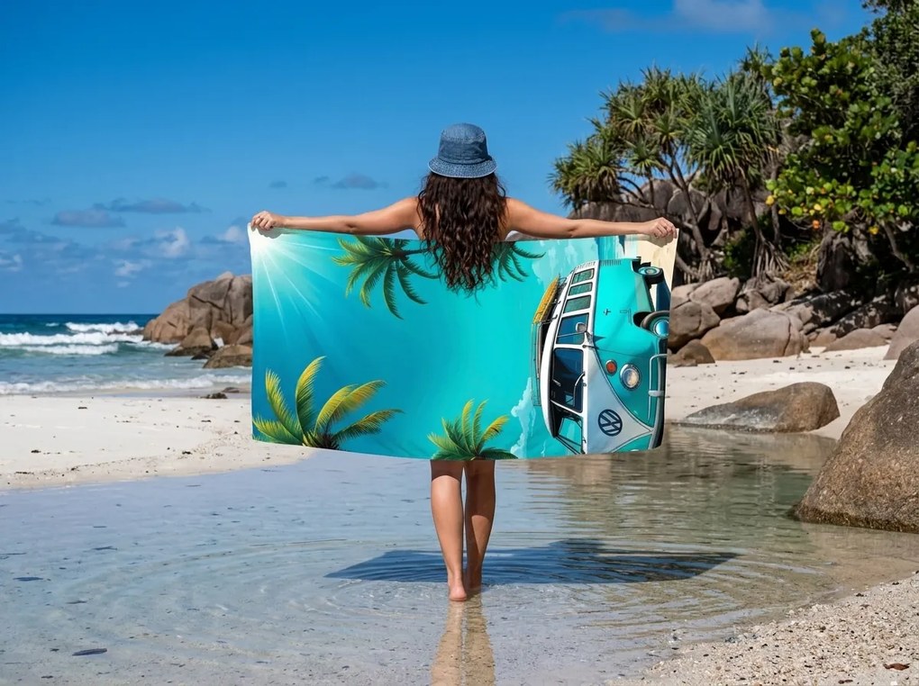 Rychleschnoucí plážová osuška BREEZIO tyrkysová 70 x 140 cm, 100% mikrovlákno