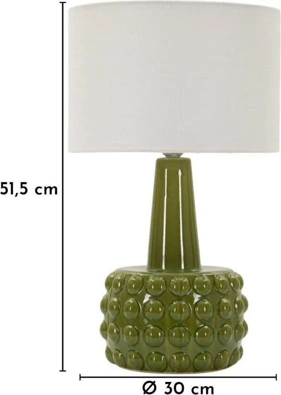 Bílá/zelená keramická stolní lampa s textilním stínidlem (výška 51,5 cm) Gress – Mauro Ferretti