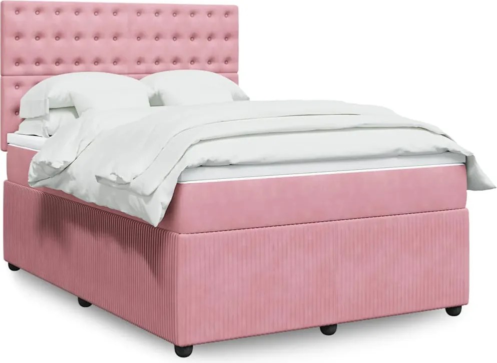 Box spring postel s matrací růžová 140x190 cm samet 3294651