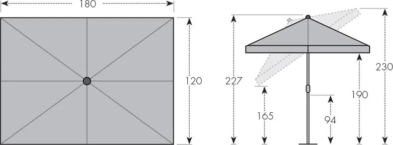 Doppler ACTIVE zahradní slunečník 180 x 120 cm zelená