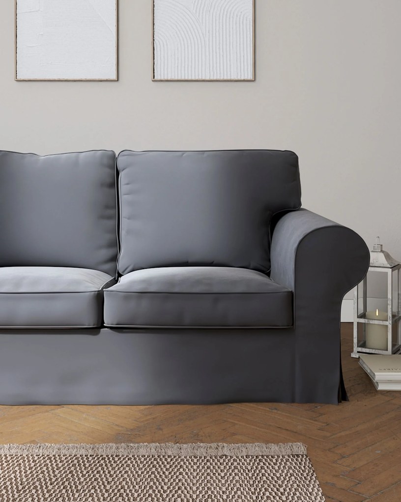 Potah na pohovku IKEA Ektorp 3-místná rozkládací, NOVÝ MODEL 2013 barva šedá látka lesklé, sametová