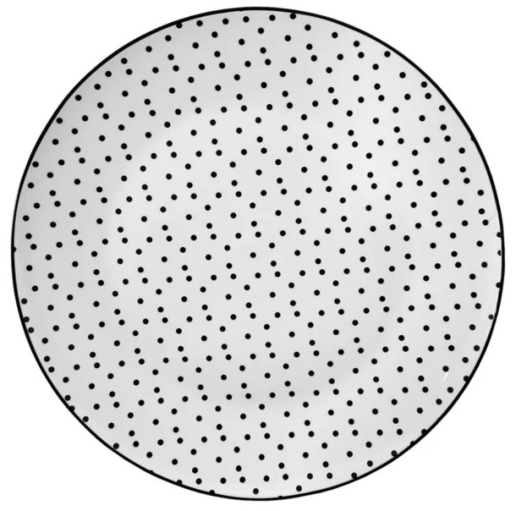 Porcelánový jídelní talíř s černými puntíky Black Dot – 26x2 cm