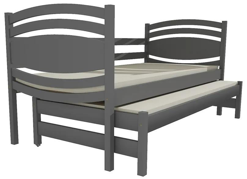 Vomaks Dětská postel s výsuvnou přistýlkou DPV 027 bezbarvý lak 80 x 180 cm
