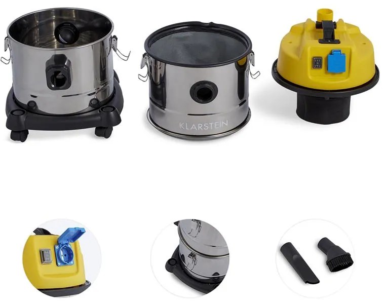 Klarstein Reinraum 3-in-1, průmyslový vysavač, 1800 W, 30 l, nerezova ocel