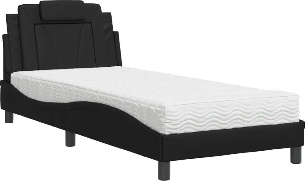 Postel Viana s matrací černá 90 x 200 cm umělá kůže 3208768