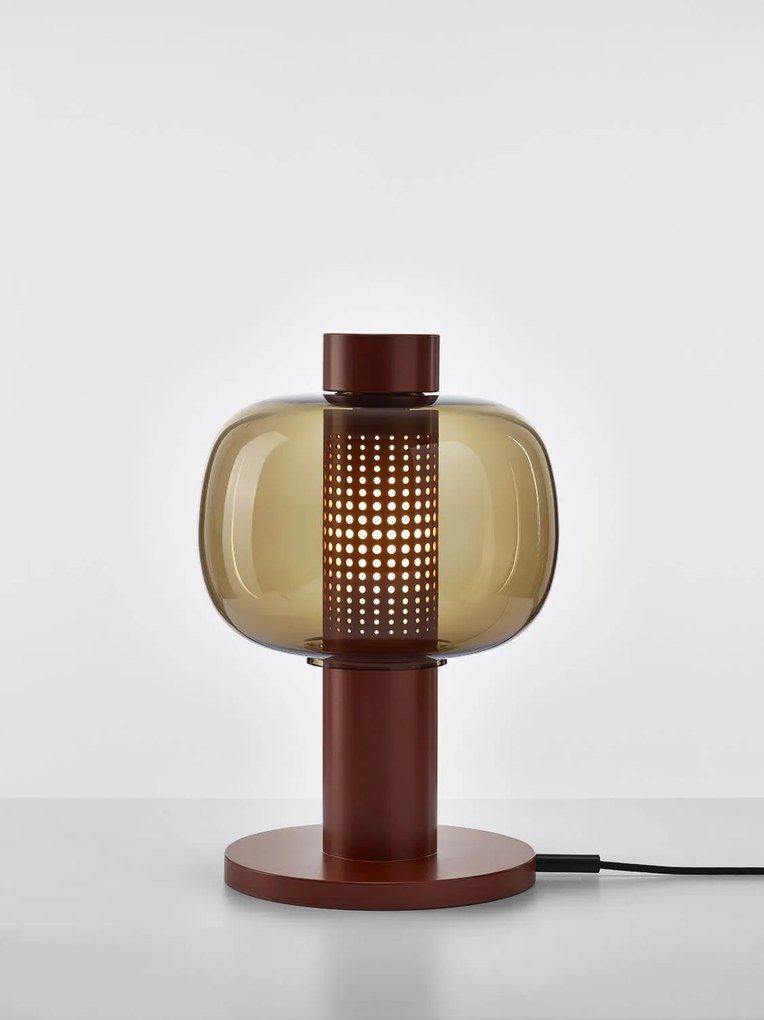 Brokis Bonbori skleněná stolní lampa Barva: Kouřová, Barva kování: Černá