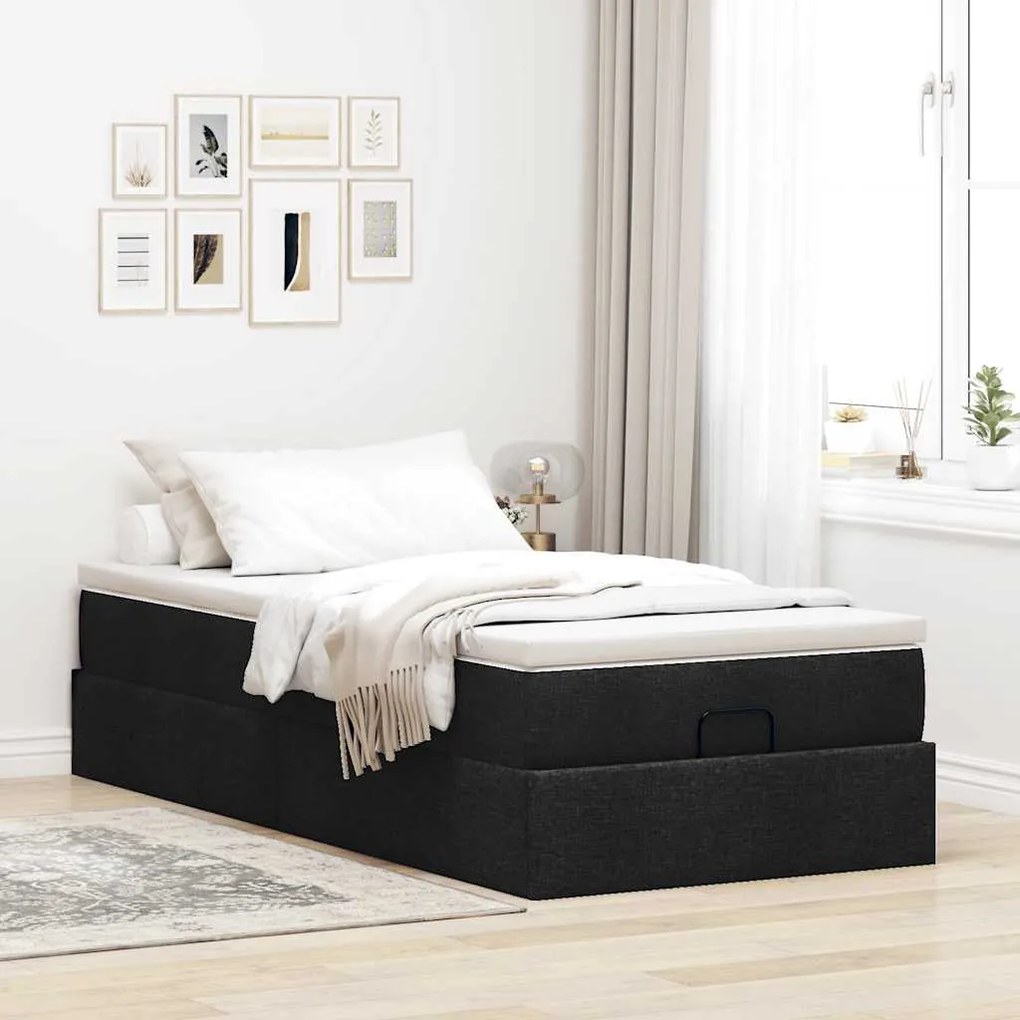 Osmanský rám postele s matrací černá 100x200cm textil 3311087
