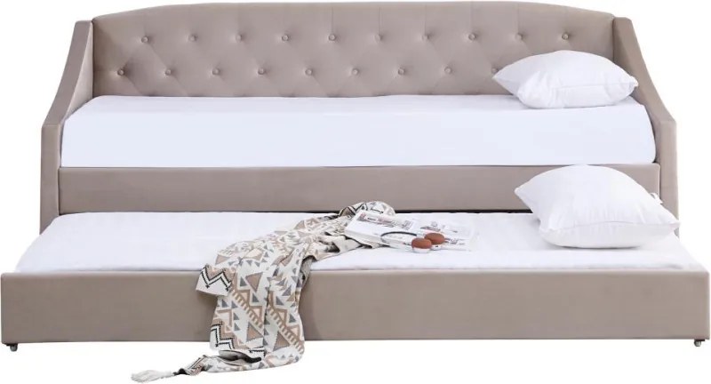 Rozkládací postel 90x200, hnědošedá Taupe, ALODA Kondela 0000399606