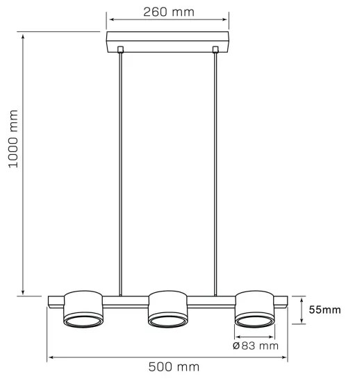 LED Lustr na lanku MIRELLA 3xGX53/6W/230V zlatá/černá