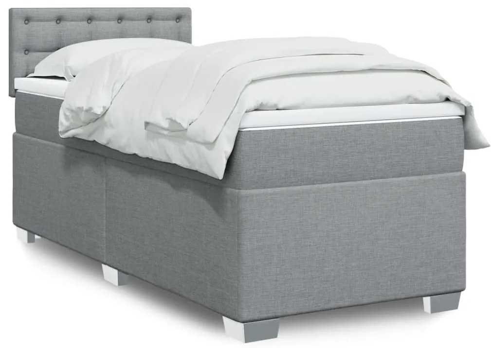 Box spring postel s matrací světle šedá 90x190 cm textil 3285757