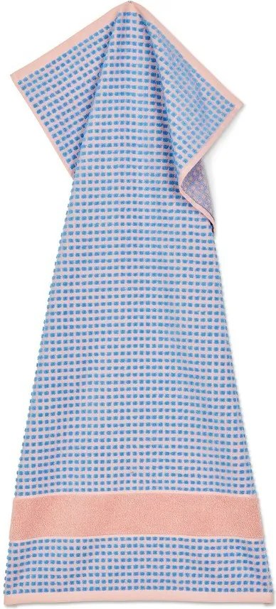 Modro-růžový froté ručník z Bio bavlny 50x100 cm Check – JUNA