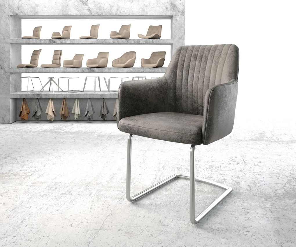 DELIFE Jídelní židle Greg-Flex šedá vintage konzolová podnož z nerezové oceli